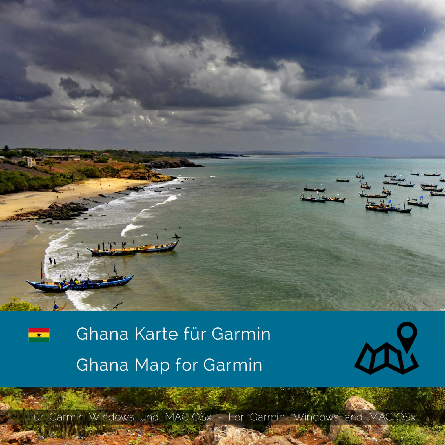 Ghana map for Garmin GPS navigation + PC and MAC