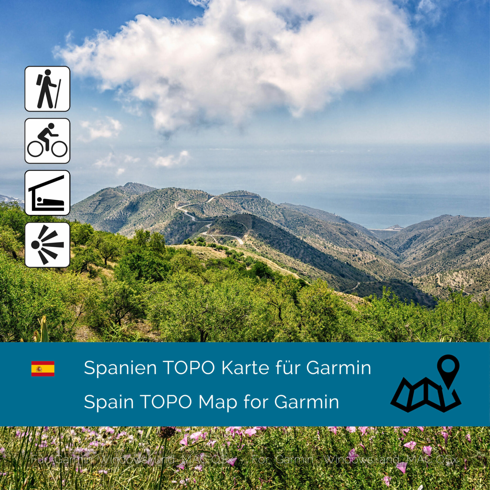Topographic Map Spain for Garmin - Garmin Worldmaps - Map Shop