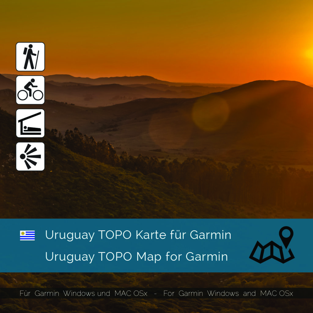 Download topographic map Uruguay for Garmin