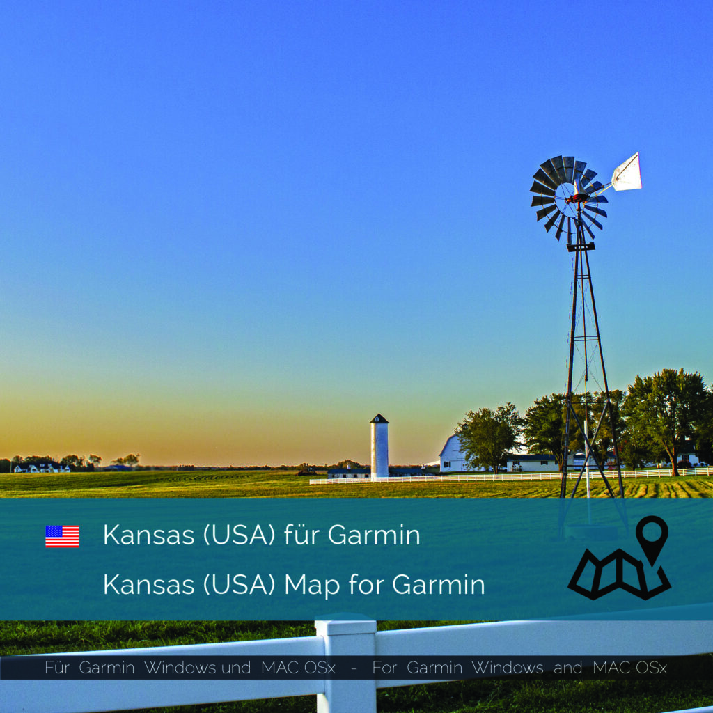 Kansas (USA) Map for Garmin - Garmin Worldmaps - Map Shop