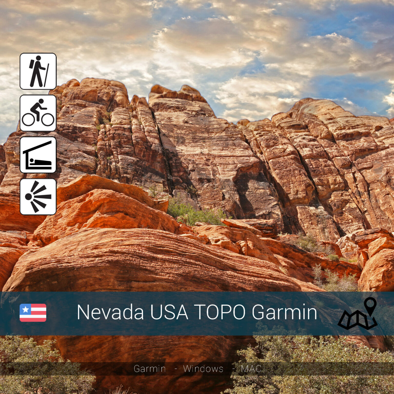 Nevada Topographic Map (USA) Garmin - Map Shop